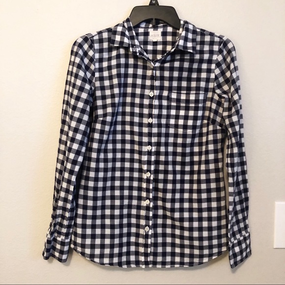 J. Crew Factory | Tops | J Crew Factory Button Down Navy White Plaid Euc | Poshmark